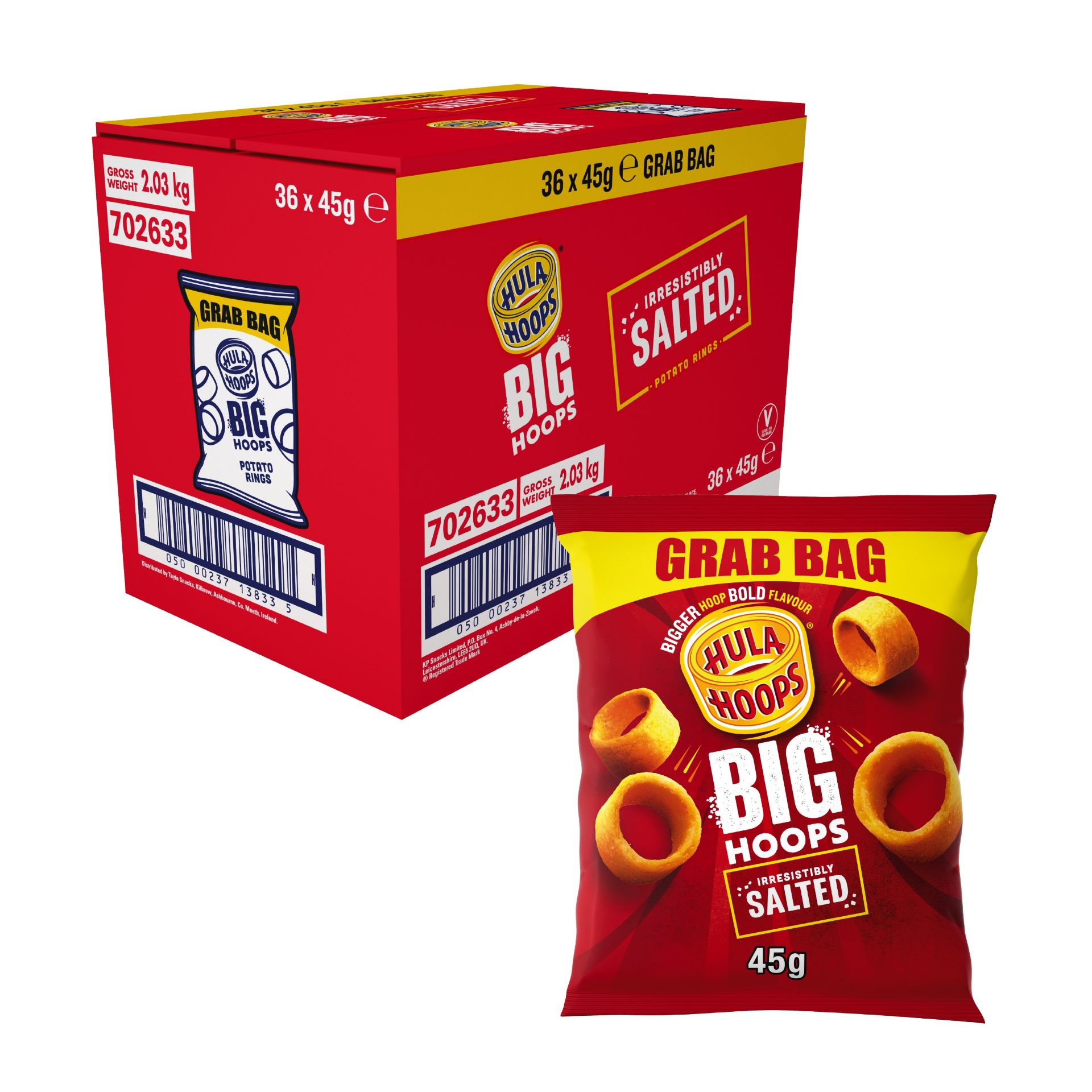 Mr Scratchings. Hula Hoops Big Hoops Salted 36 x 45g